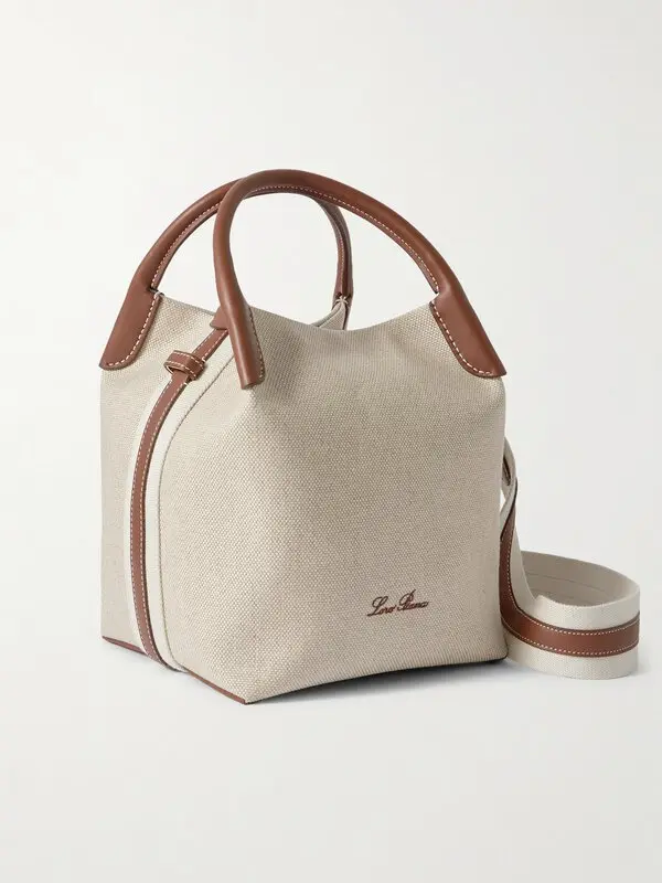 Loro Piana Bale Textured Leather-trimmed Canvas Tote - Neutrals