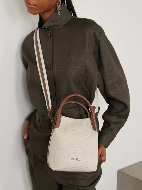 Loro Piana Bale Textured Leather-trimmed Canvas Tote - Neutrals