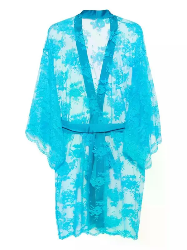 DOLCI FOLLIE Lace Satin-waist Robe