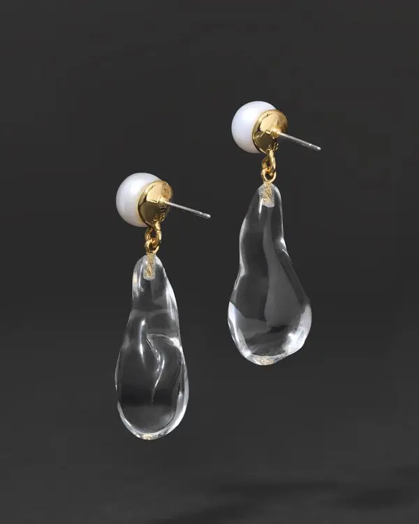 Alexis Bittar Liquid Lucite Freshwater Pearl Drop Earrings