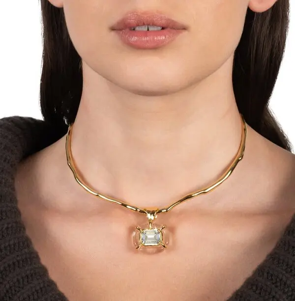 Alexis Bittar Liquid Lucite Jeweled Collar Necklace - Clear