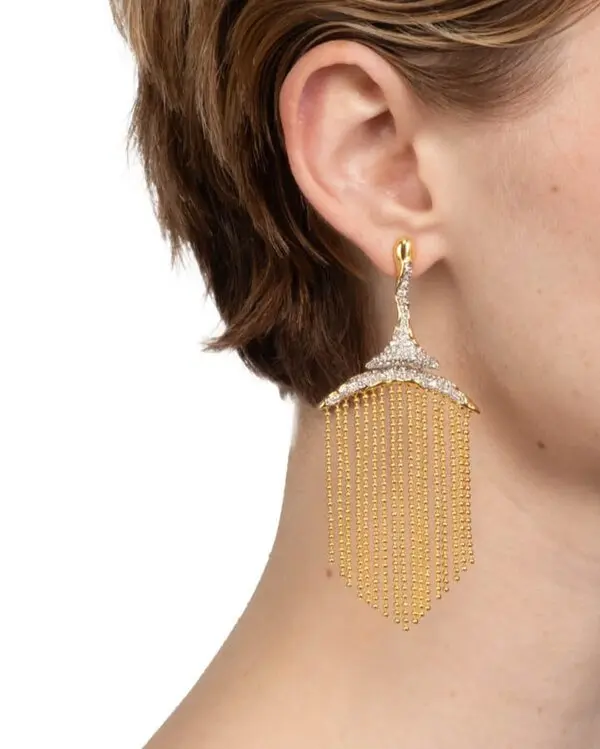 Alexis Bittar Solanales Crystal Fringe Chandelier Earrings - Gold