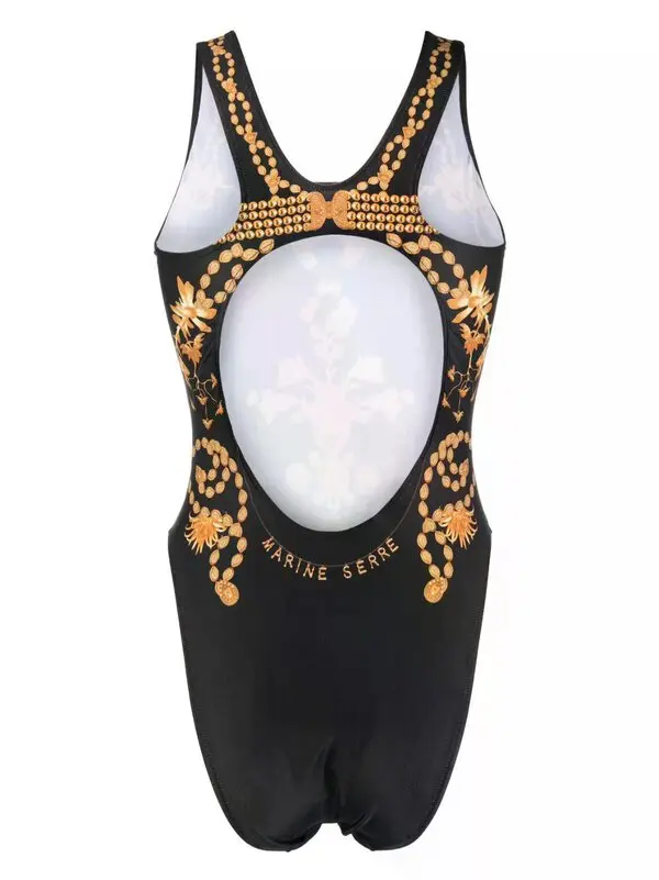 MARINE SERRE Ornament Print One Piece Swimsuit