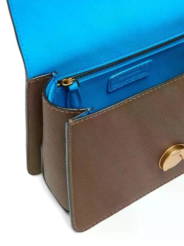 Pinko Love Birds Calfskin Crossbody Bag - Brown