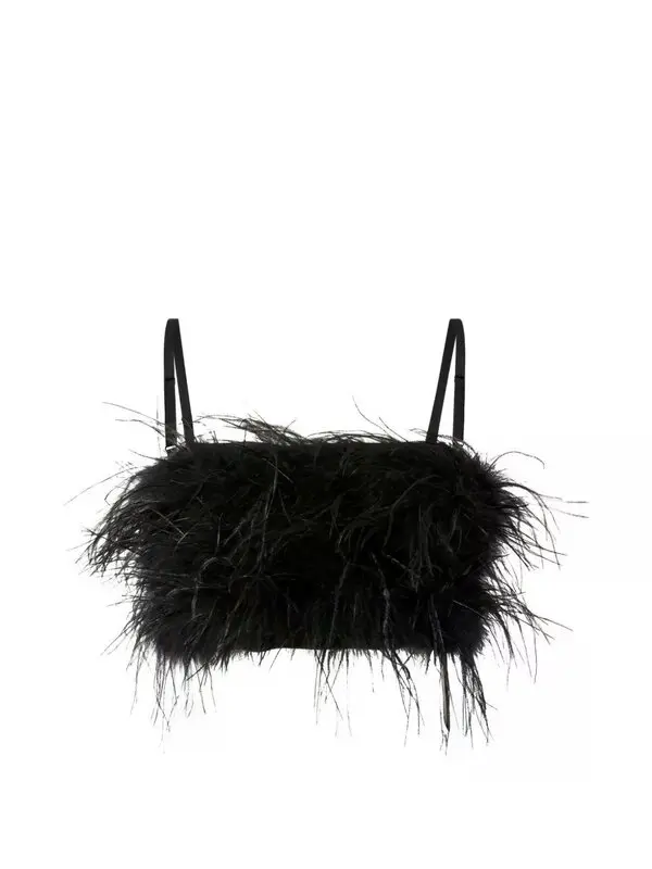 Pinko Feather-embellished Top - Black