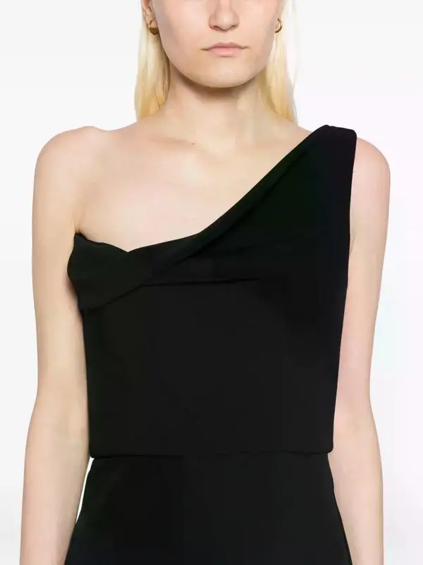 Amsale Crepe One-shoulder Gown