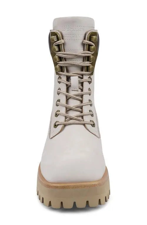 ZIGI Kammi Lace-up Lug Sole Booties - Ivory Leather