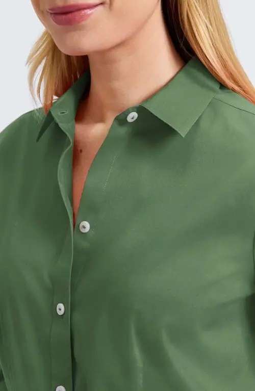 Foxcroft June Stretch Cotton Blend Button-up Shirt - Basil