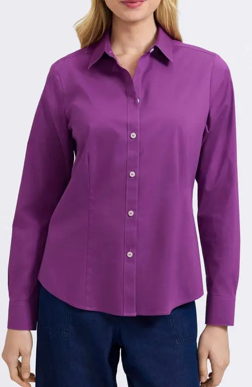 Foxcroft June Stretch Cotton Blend Button-up Shirt - Fig