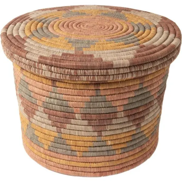 MAADILI COLLECTIVE Blossom Lidded Basket - Natural