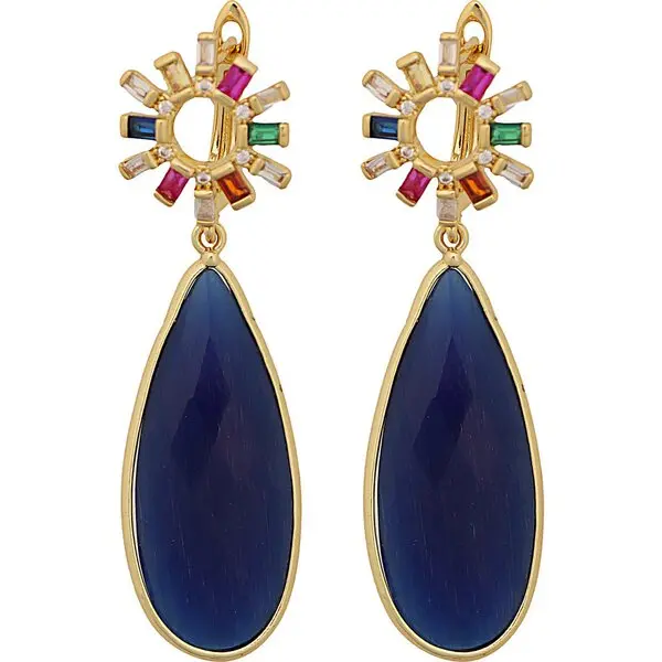 PANACEA Crystal Teardrop Earrings - Navy
