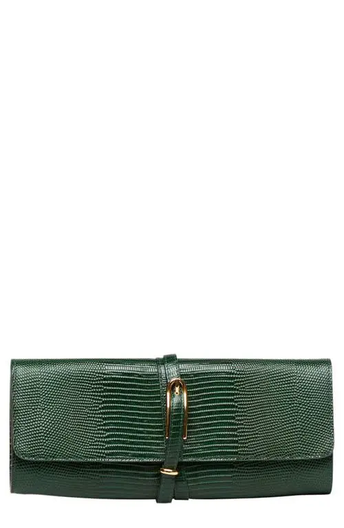 LIFFNER Little Belted Leather Clutch - Emerald