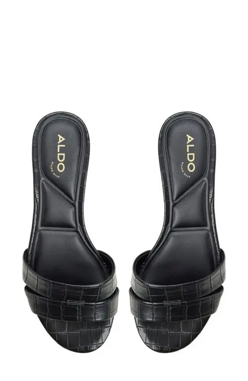 Aldo Scarletta Embossed Slide Sandal - Black