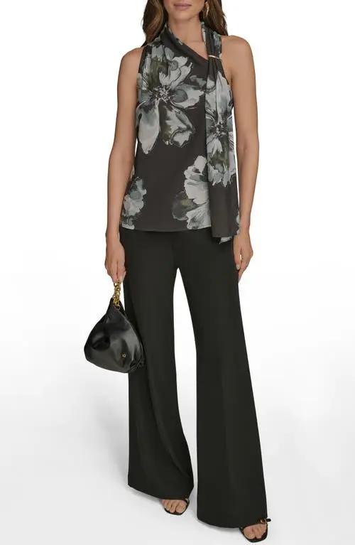 Donna Karan New York Printed Sleeveless Top With Side Drape
