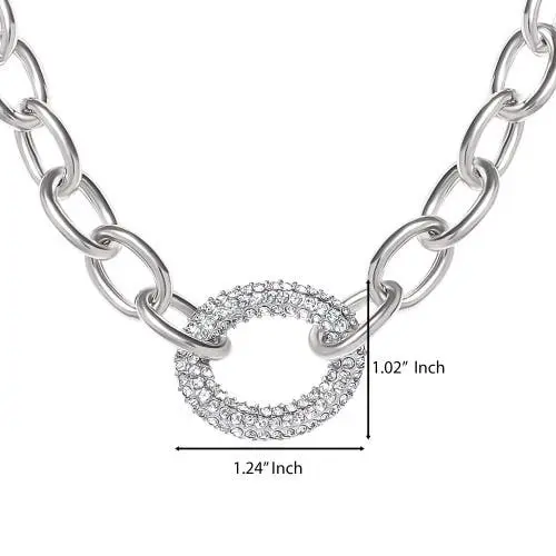 Jessica Simpson Oval Pavé Link Statement Necklace