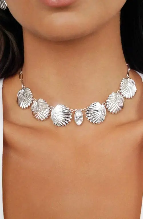 Ettika Santorini Shell Choker Necklace - Silver