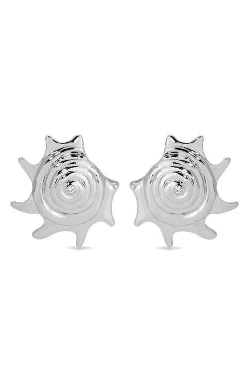 Ettika Sorrento Shell Statement Earrings - Silver