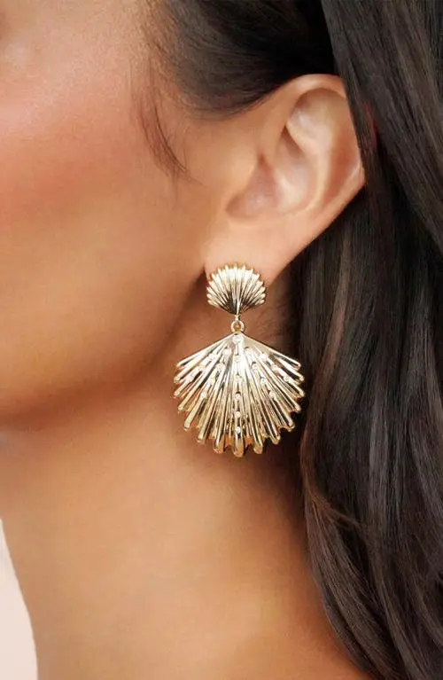 Ettika Sun Drenched Shell Drop Earrings - Gold
