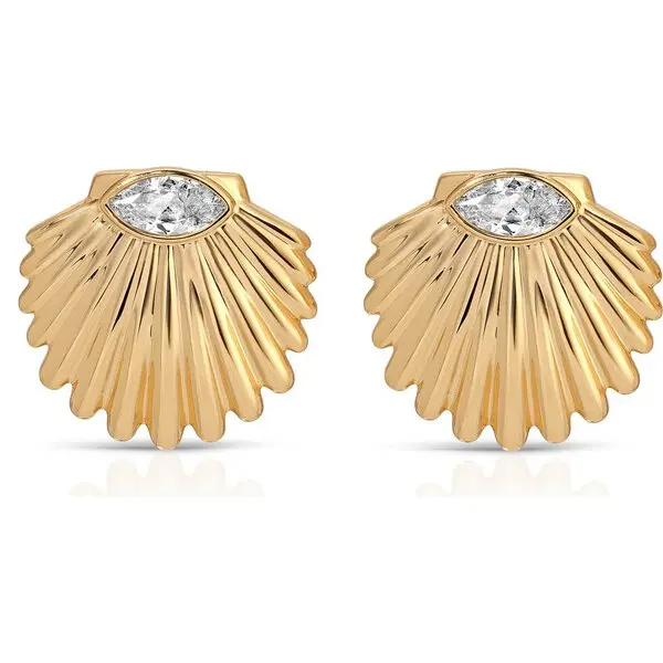 Ettika Santorini Shell Stud Earrings - Gold