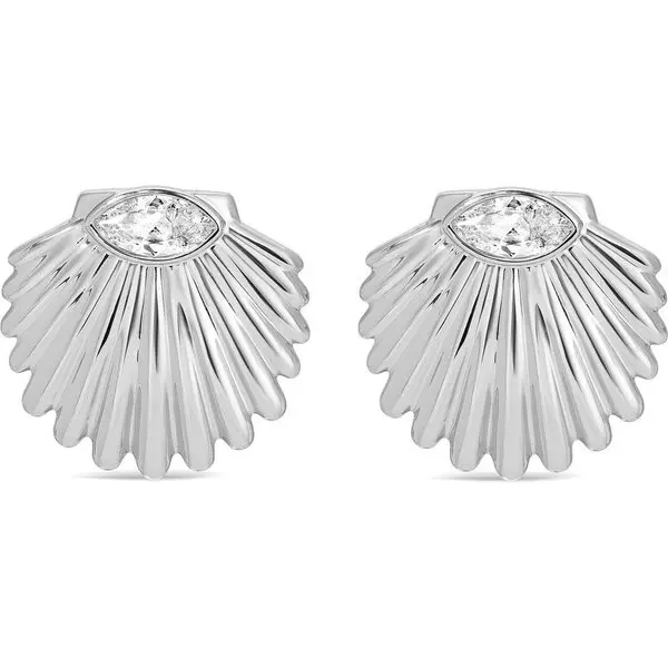 Ettika Santorini Shell Stud Earrings - Silver