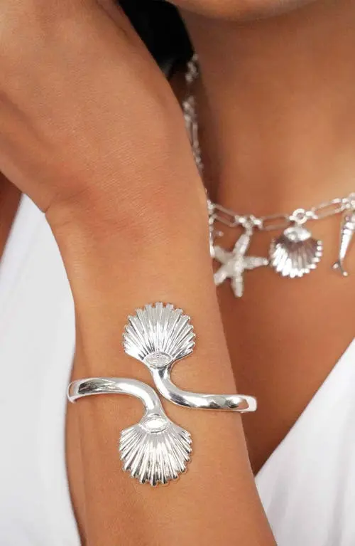 Ettika Santorini Shell Cuff Bracelet - Silver