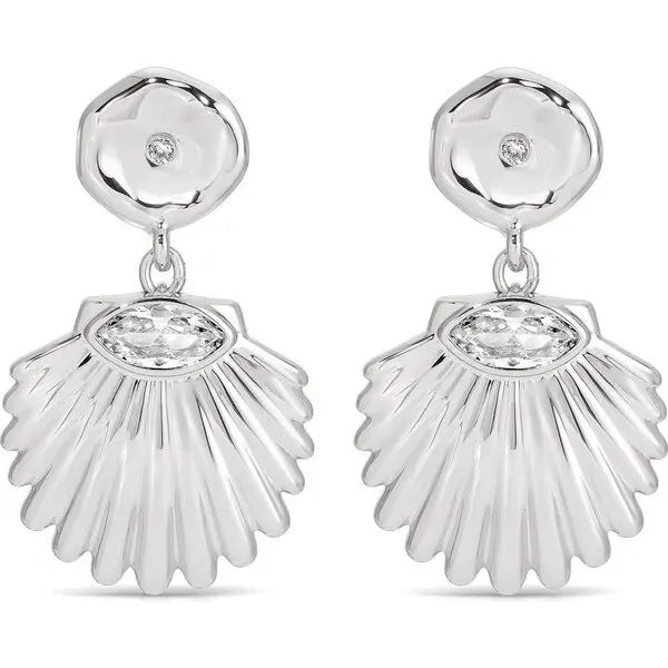 Ettika Santorini Shell Drop Earrings - Silver