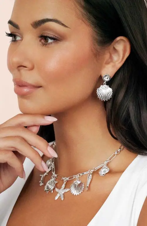 Ettika Santorini Shell Drop Earrings - Silver
