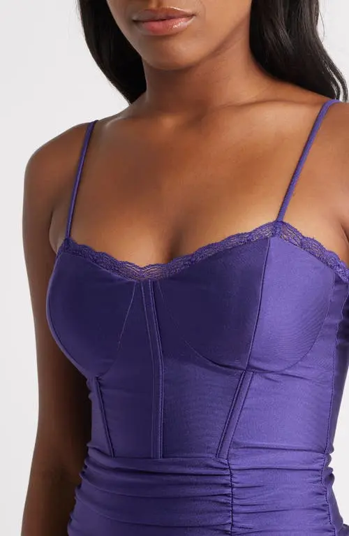 Emerald Sundae Lace-Trimmed Body-Con Minidress - Violet | Editorialist