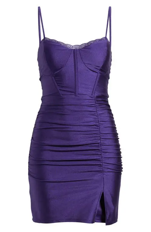 Emerald Sundae Lace-Trimmed Body-Con Minidress - Violet | Editorialist