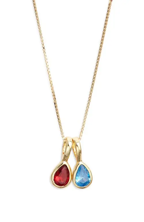 SET & STONES Multi Birthstone Teardrop Charm Necklace - Gold/2 Charms