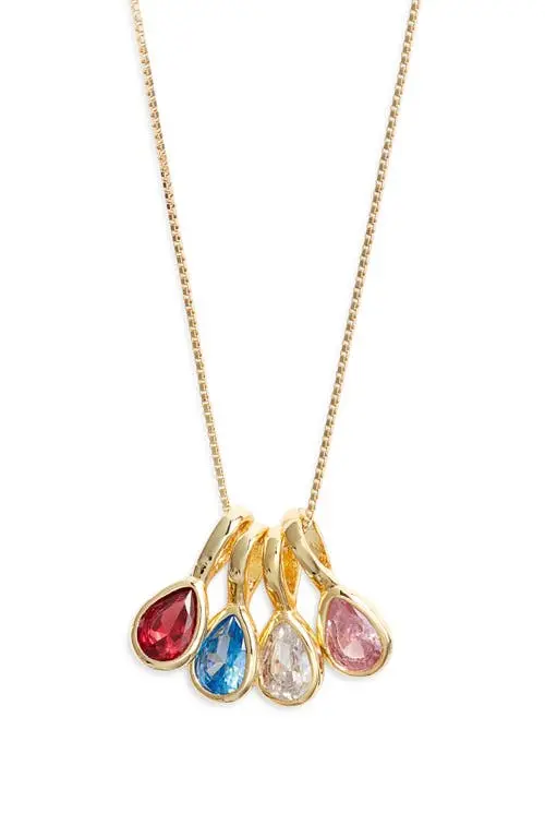 SET & STONES Multi Birthstone Teardrop Charm Necklace - Gold/4 Charms