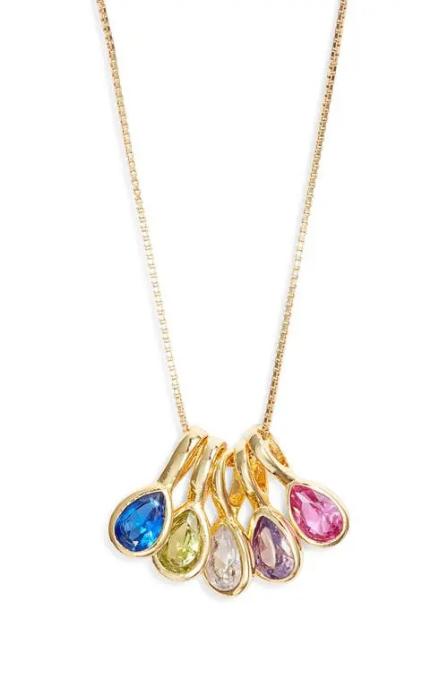 SET & STONES Multi Birthstone Teardrop Charm Necklace - Gold/5 Charm