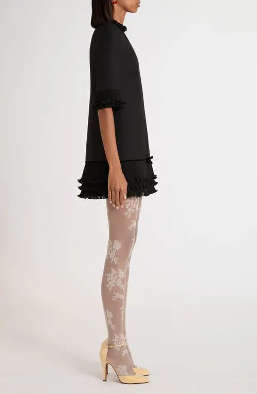 Valentino Garavani Ruffle Trim Crepe Couture Minidress