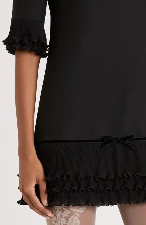 Valentino Garavani Ruffle Trim Crepe Couture Minidress