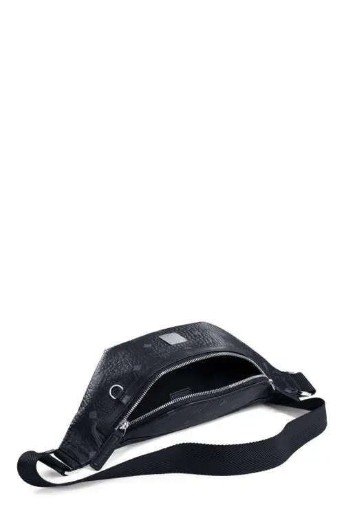 Mcm Small Fursten Belt Bag In Visetos - Black