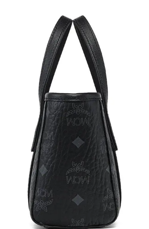 Mcm X-mini Toni Top-zip Shopper In Visetos - Black