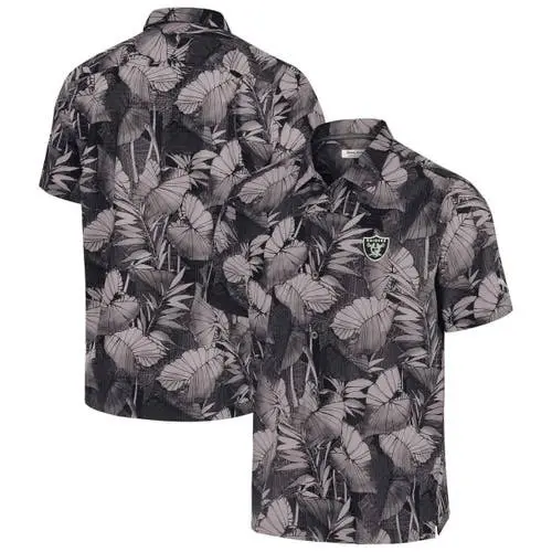 Tommy Bahama Las Vegas Raiders Bahama Coast Nuevo Fronds Camp Button-up Shirt - Black