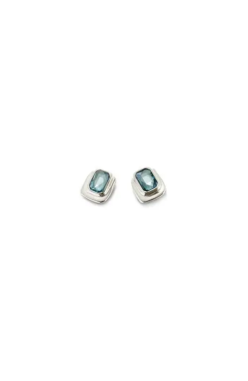 UNODE50 Rectangle Crystal Earrings - Silver