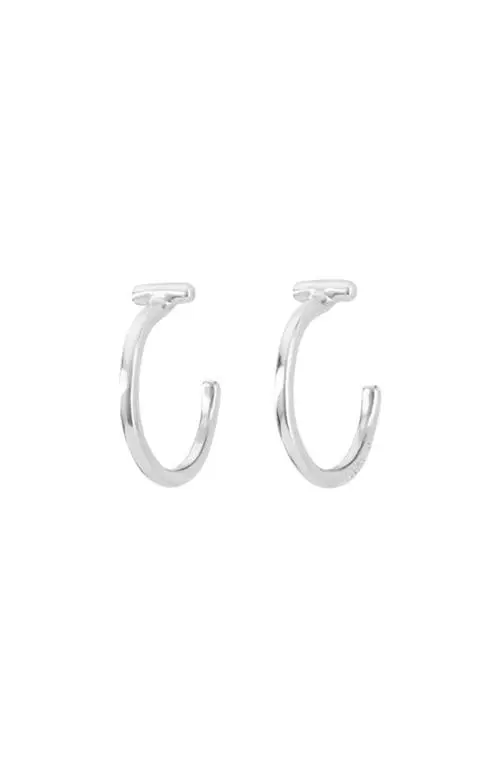 UNODE50 Polished Round Hoop Earrings - Silver