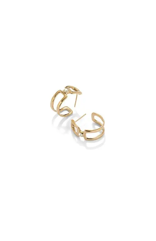 UNODE50 Double Hoop Topaz Earrings - Gold