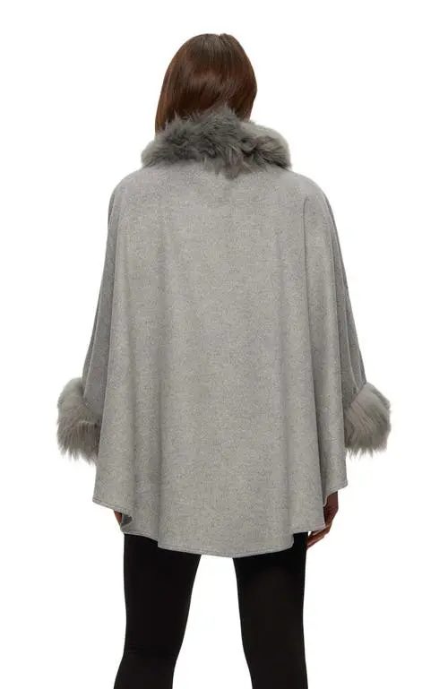 Gorski Wool And Cashmere-blend Trimmed Cape - Gray