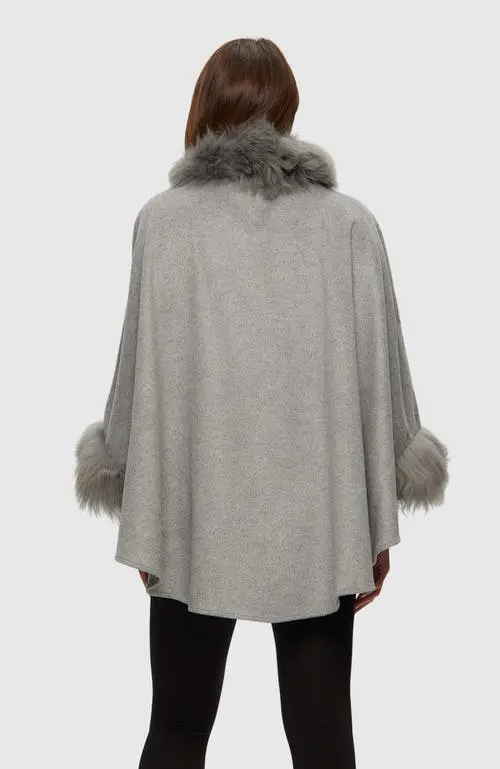 Gorski Wool And Cashmere-blend Trimmed Cape - Gray