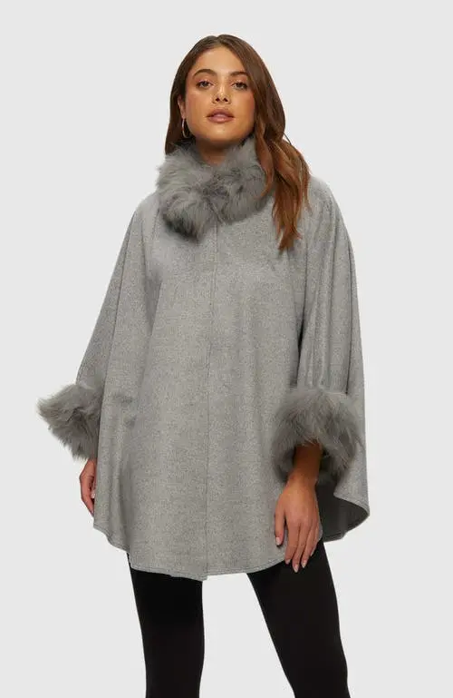 Gorski Wool And Cashmere-blend Trimmed Cape - Gray