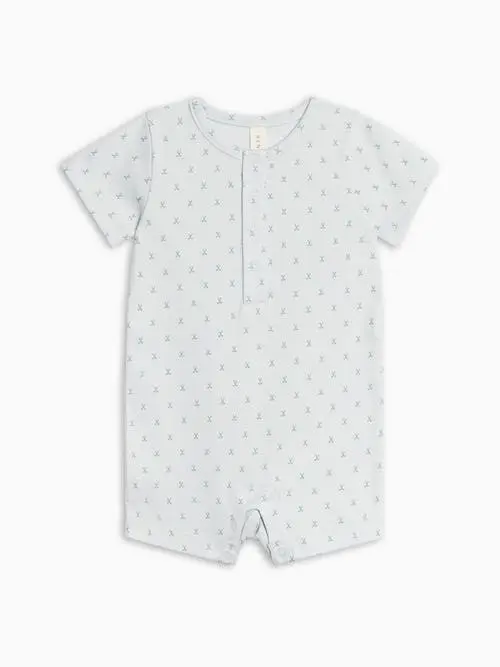 COLORED ORGANICS Organic Cotton Mason Romper - Tee Time/powder + Laguna
