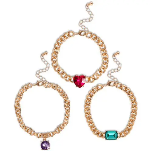 Jessica Simpson Gemstone Charm Chain Bracelet Set - Gold