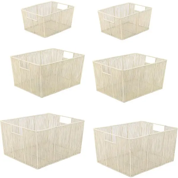 HAPPIMESS Sutton Modern Glam Handmade Wire Metal Nesting Storage Baskets - Almond