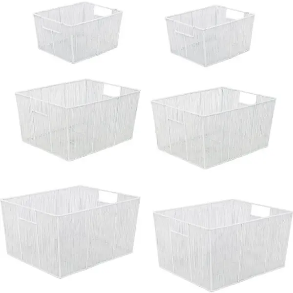 HAPPIMESS Sutton Modern Glam Handmade Wire Metal Nesting Storage Baskets - White