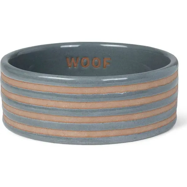 FRINGE STUDIO Wax Resist Stripe Small Pet Bowl - Grey