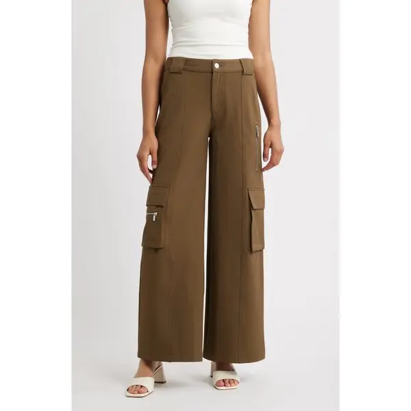 CITY BLUES Wide-leg Cargo Trousers - Olive