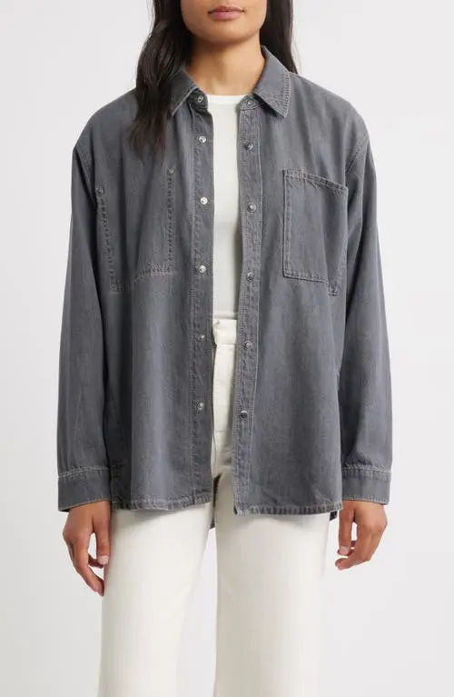 CITY BLUES Gramercy Oversize Denim Shirt - Gray
